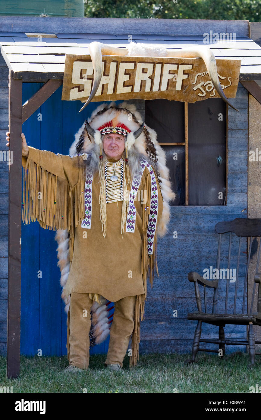 A Reenactment and mock village the sheriffs office with an American ...