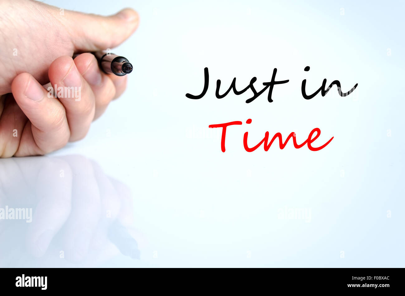 Just in time text concept isolated over white background Stock Photo ...