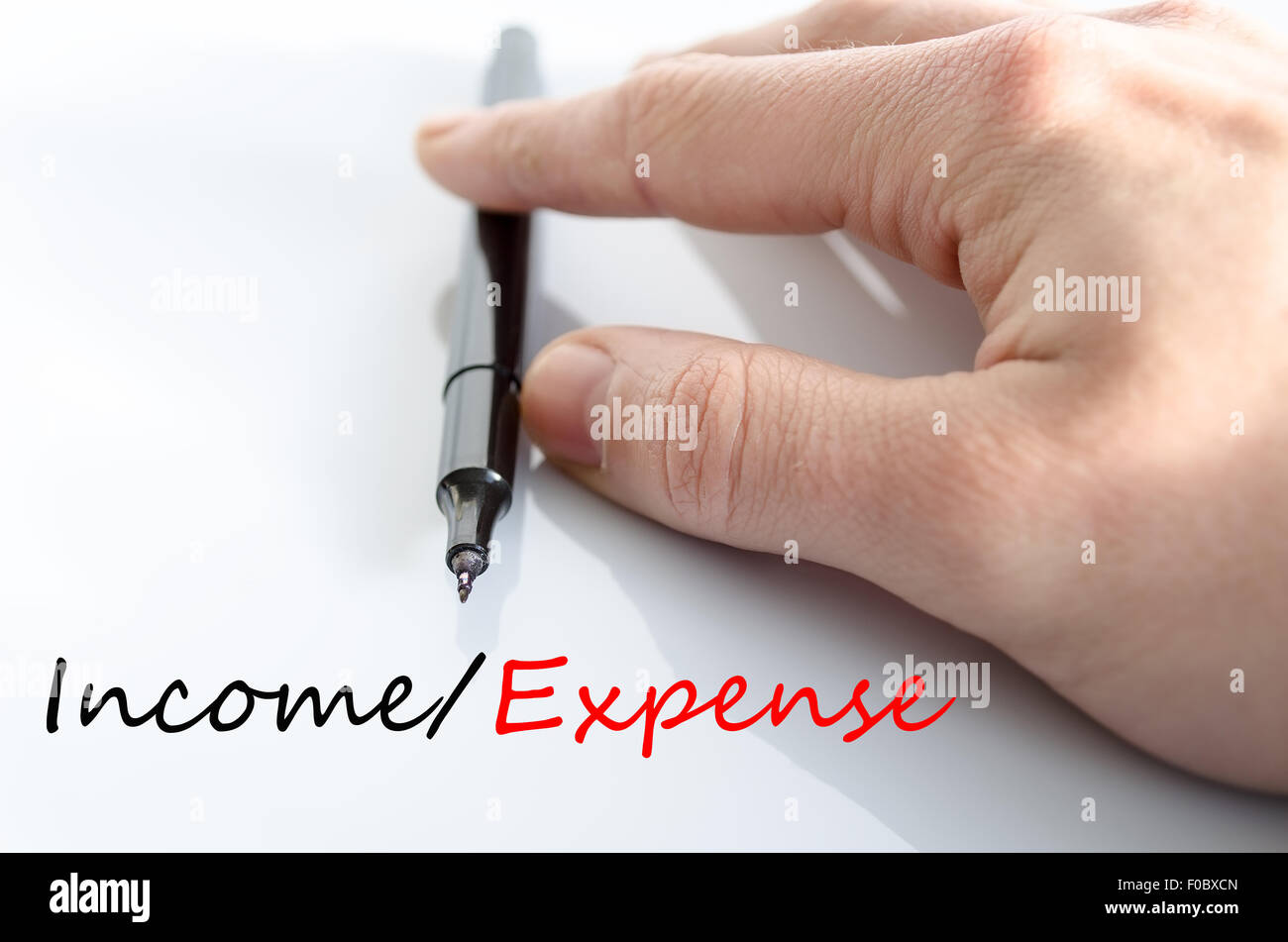 Income expense text concept isolated over white background Stock Photo ...