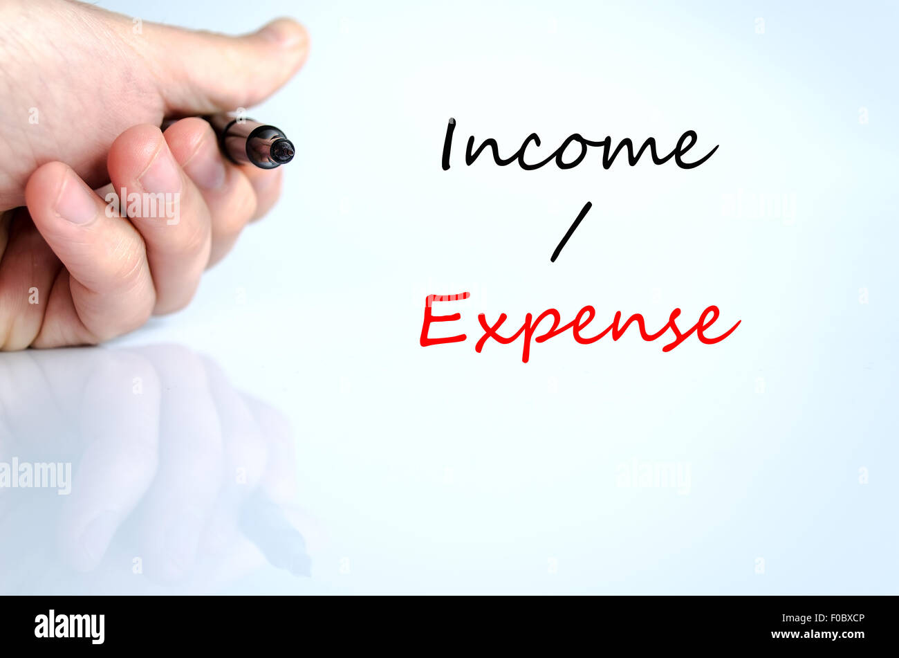 Income expense text concept isolated over white background Stock Photo ...