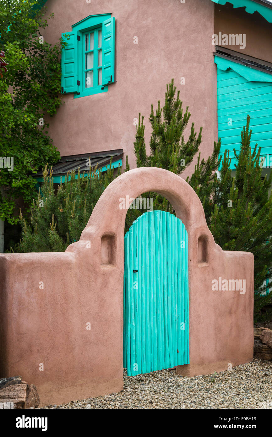 Adobe architecture with a door in Taos, New Mexico, USA Stock Photo - Alamy