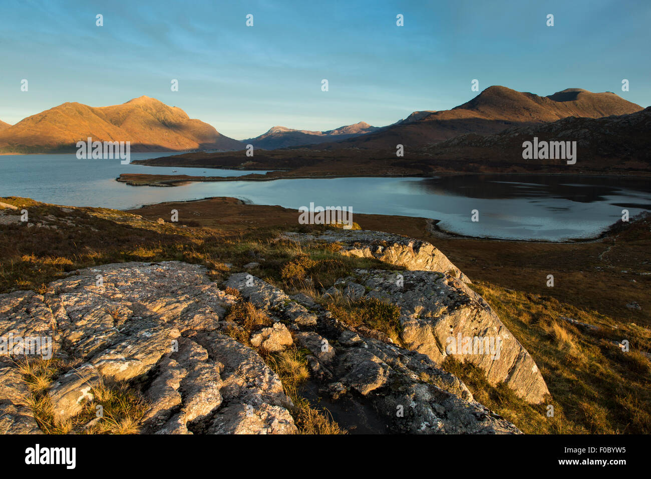 Upper Loch Torridon and Liathach (left) in evening light, Torridon ...