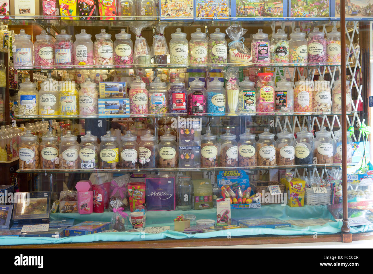 Window display with jars of sweets at Arcadia Sweet Shop in Bedford ...