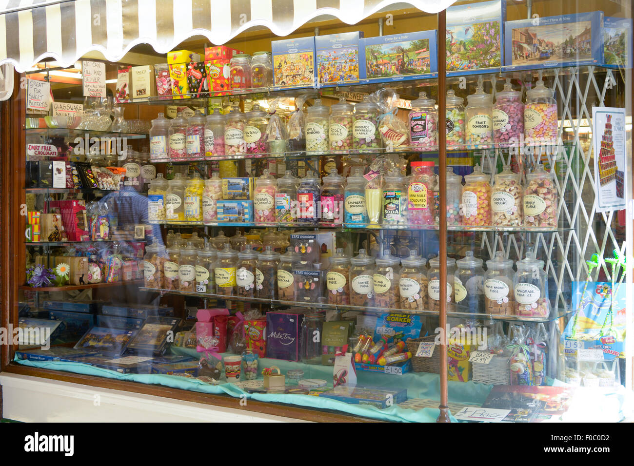 Window display with jars of sweets at Arcadia Sweet Shop in Bedford ...