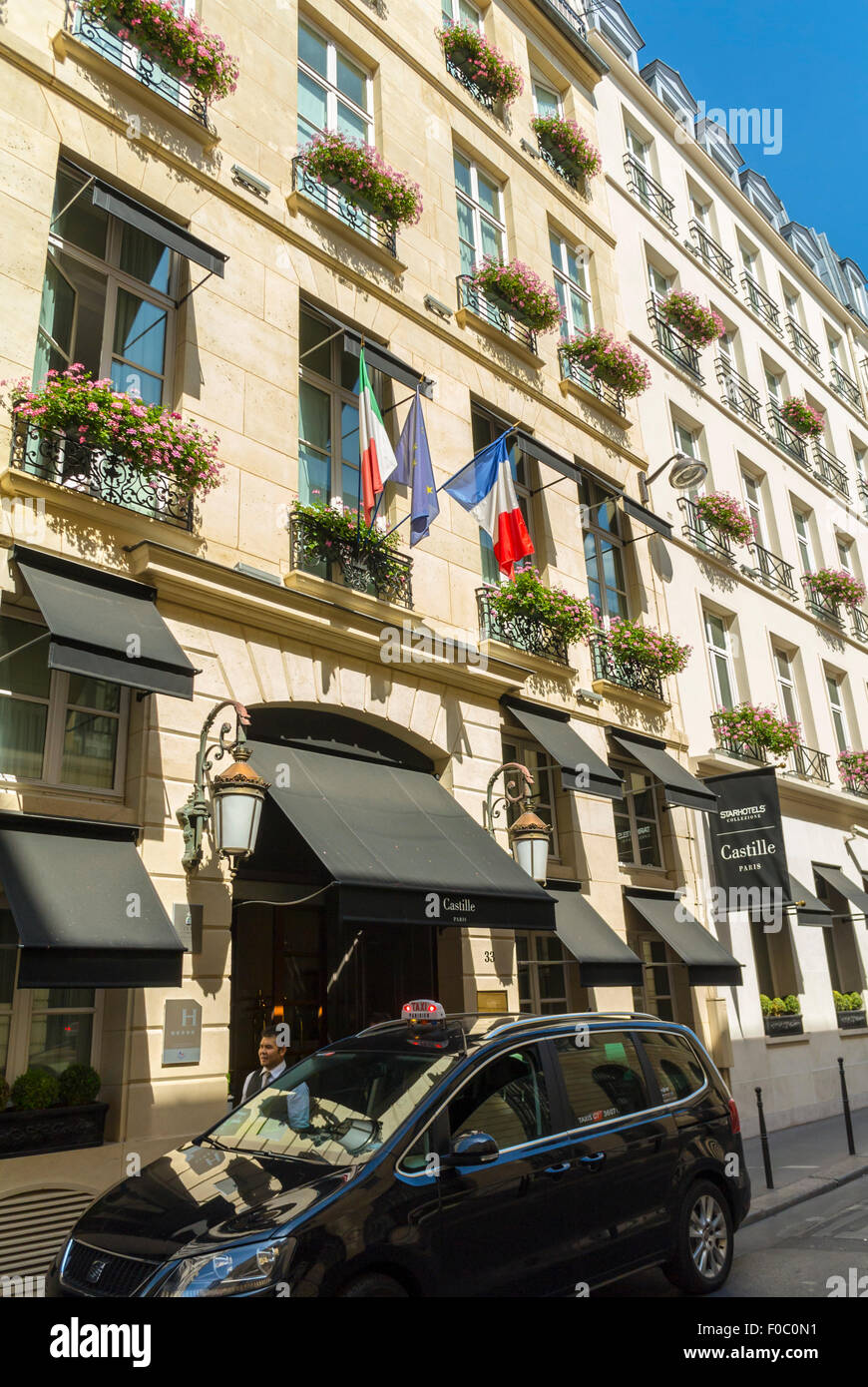 Paris, France, Outside, Luxury Hotel, Castille, Front Entrance ...