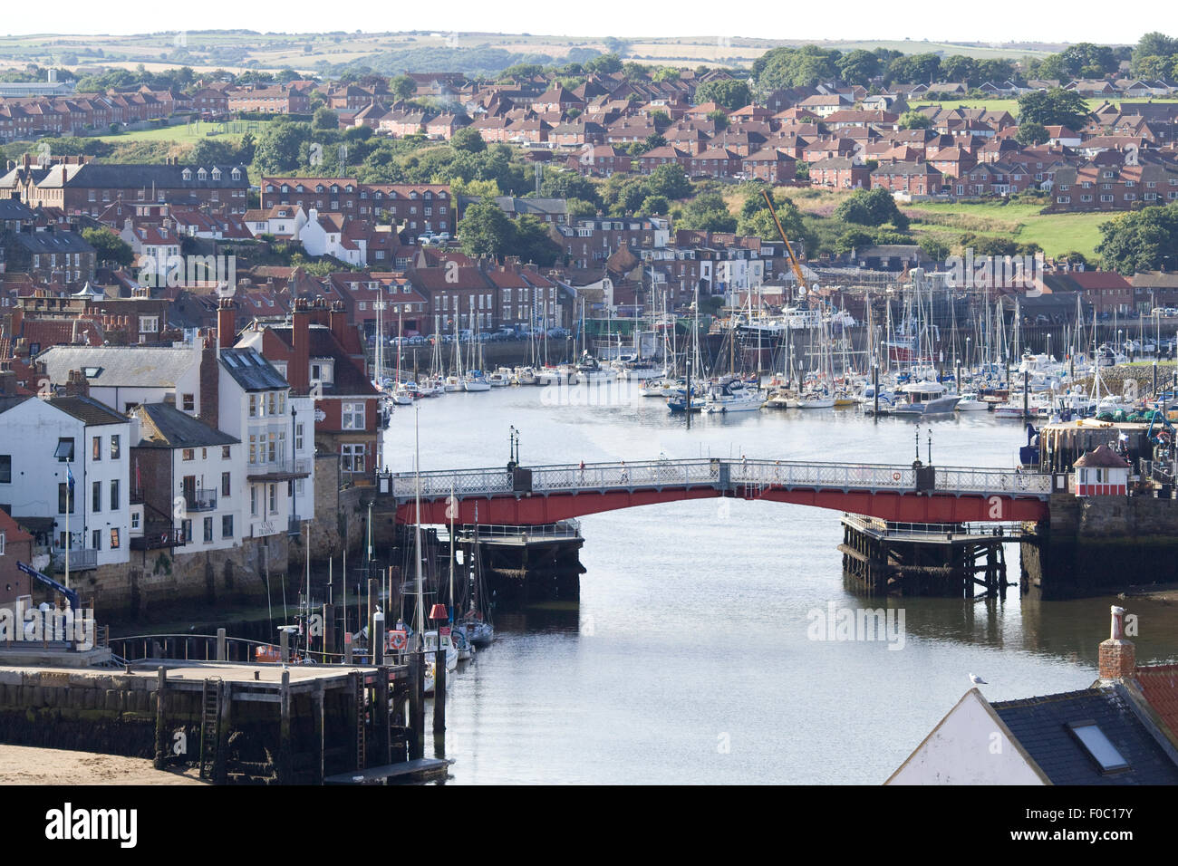 swing bridge and view of the town of Whitby Stock Photo - Alamy