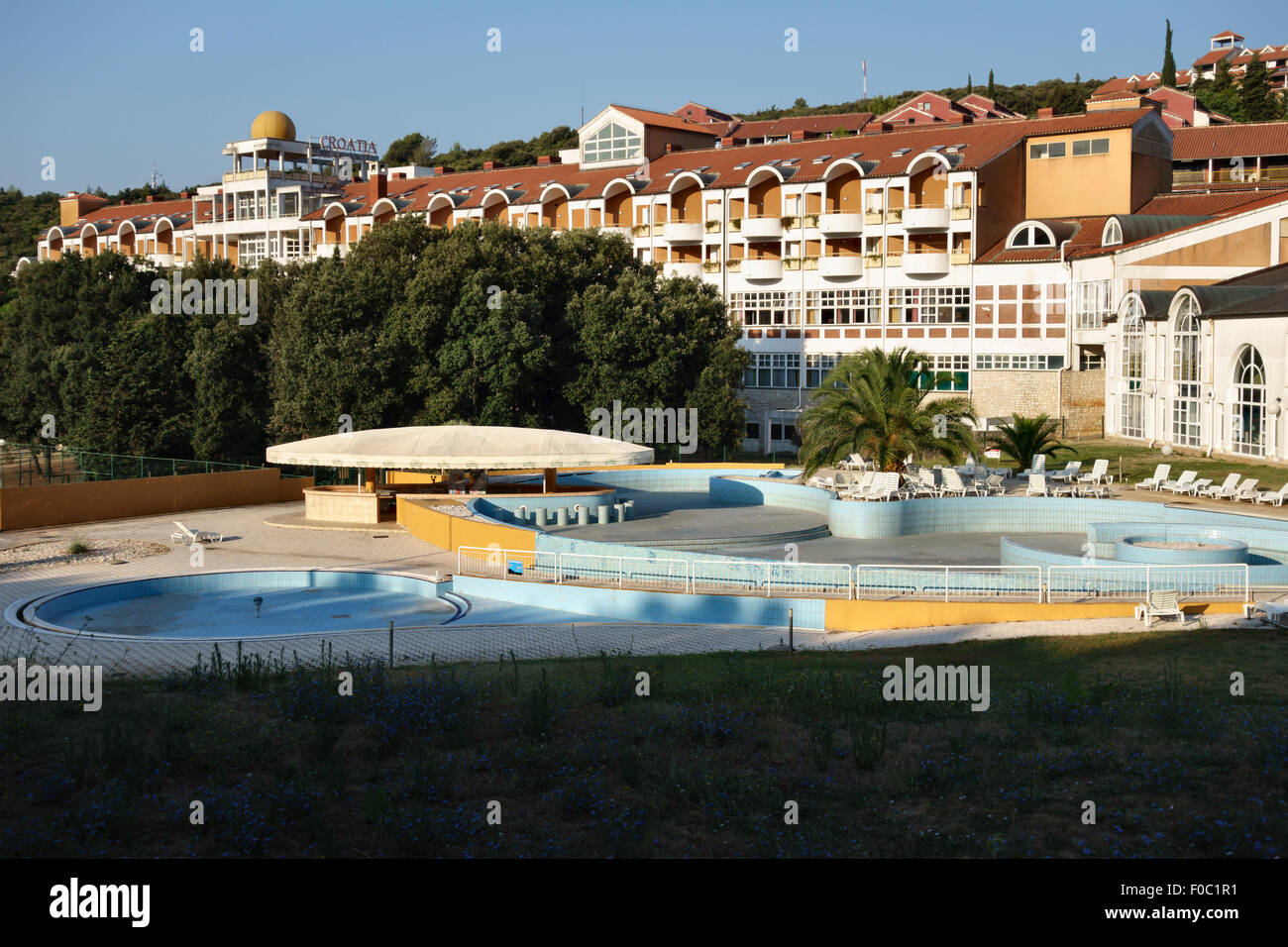 Istria, Croatia. The Hotel Croatia at Duga Uvala, a now empty Communist ...