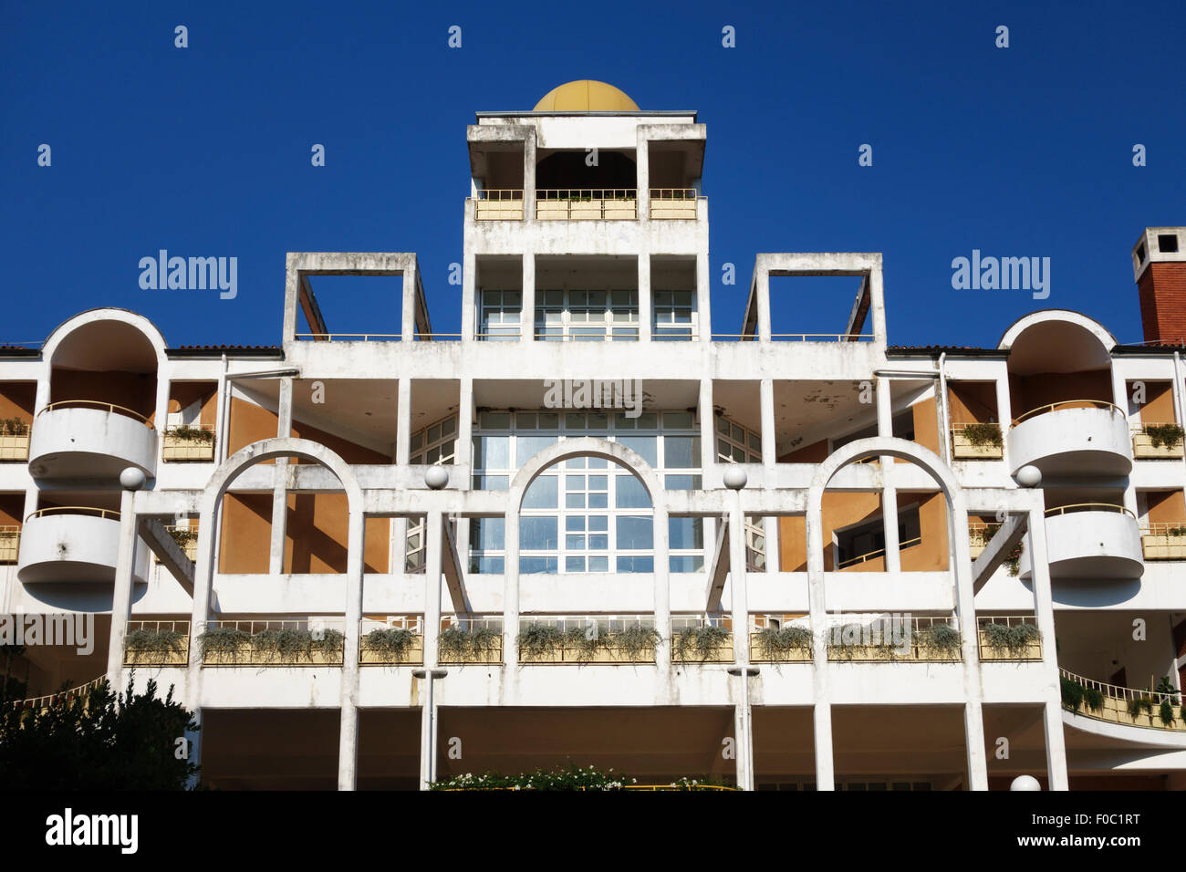 Istria, Croatia. The Hotel Croatia at Duga Uvala, a now empty Communist ...