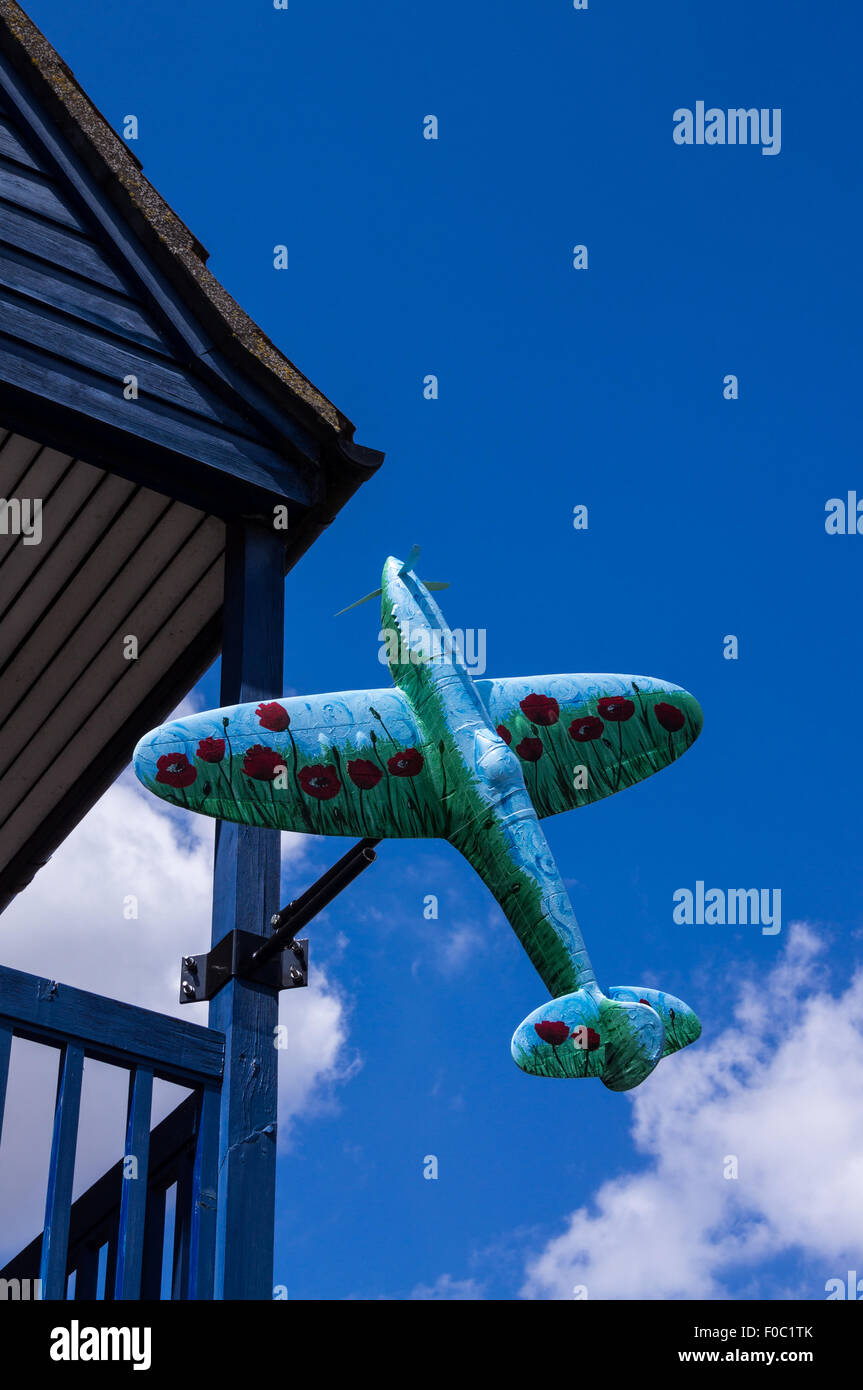 Decorated model of Spitfire fighter aircraft on 'Spitfire Trail ...