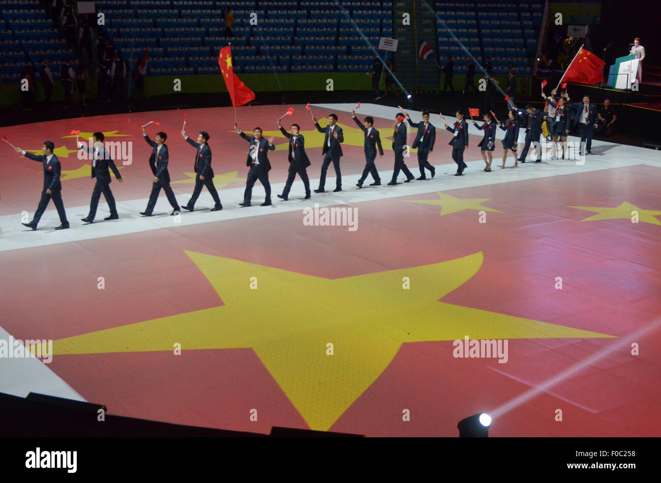 Participants during the opening ceremony of the Worldskills 2015 at the Ibirapuera Gymnasium in ...
