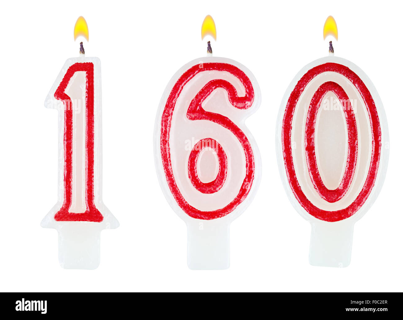 candles number one hundred sixty isolated on white background Stock ...