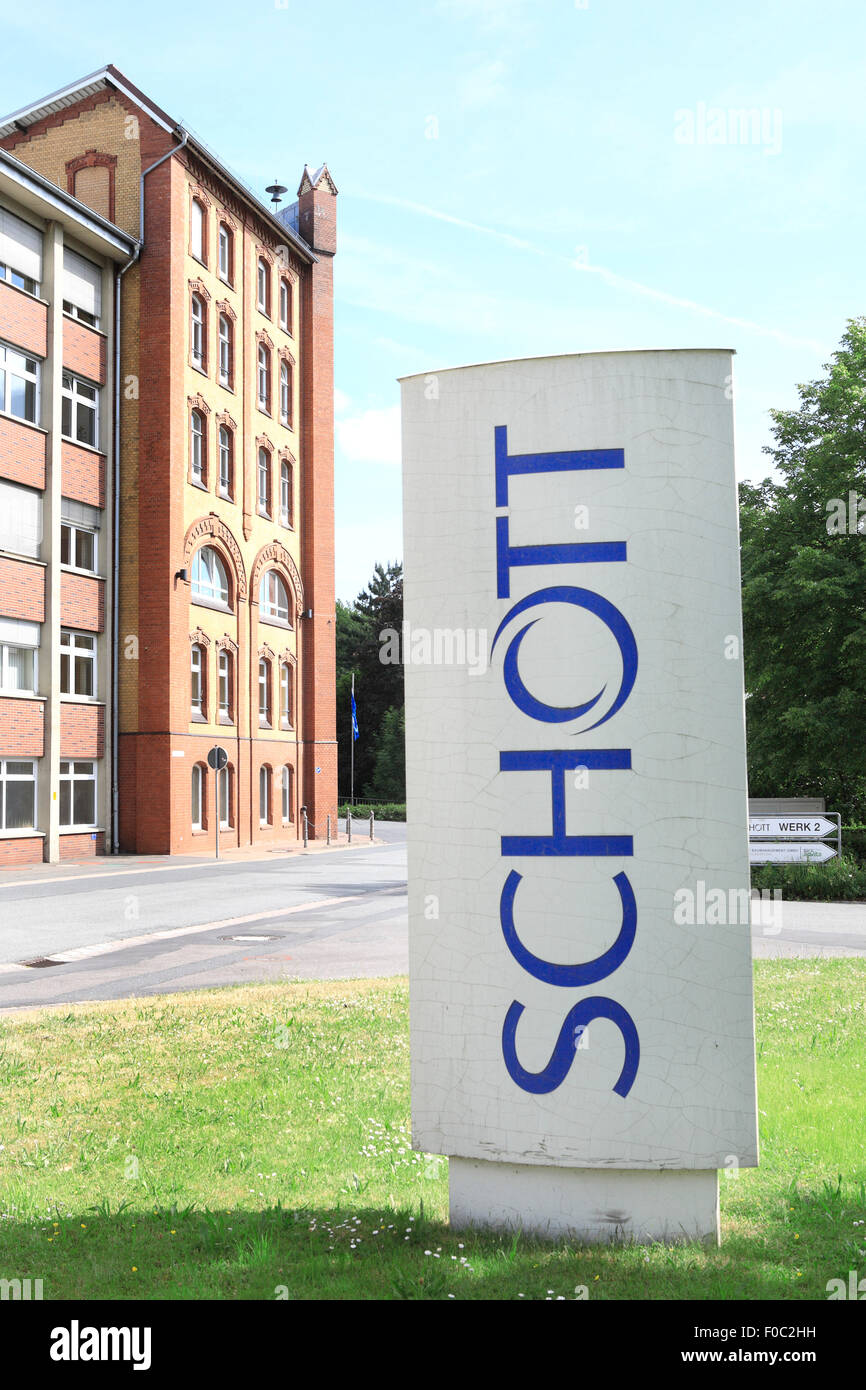 industrial building and board of Schott company in gruenenplan, lower ...