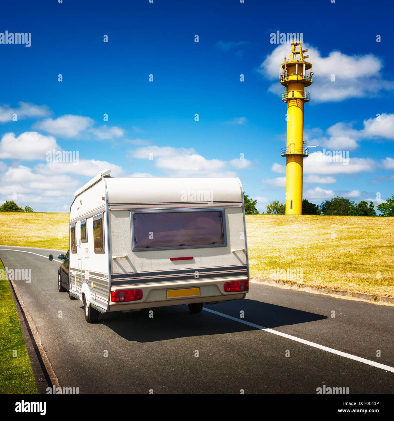 Yellow caravan with trailer hi-res stock photography and images - Alamy