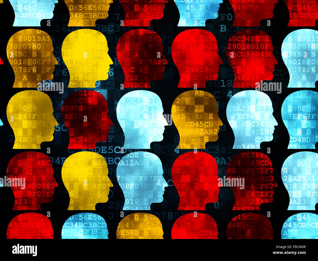 Data concept: Head icons on Digital background Stock Photo - Alamy