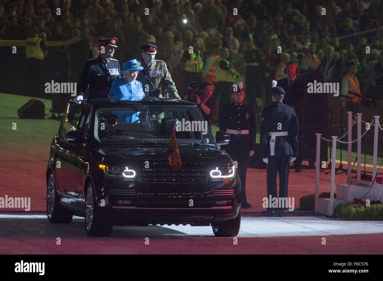 HRH The Queen presents the new colours to the Royal Welsh in the ...