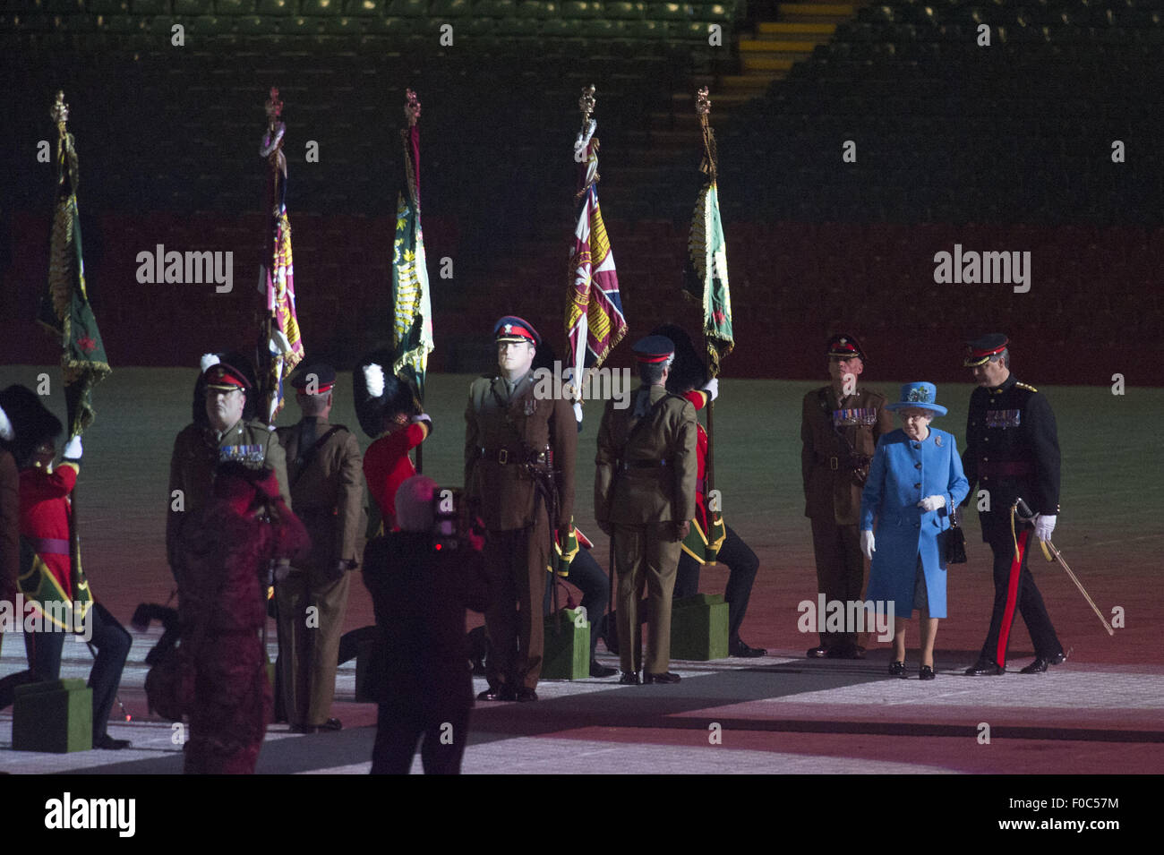 HRH The Queen presents the new colours to the Royal Welsh in the ...