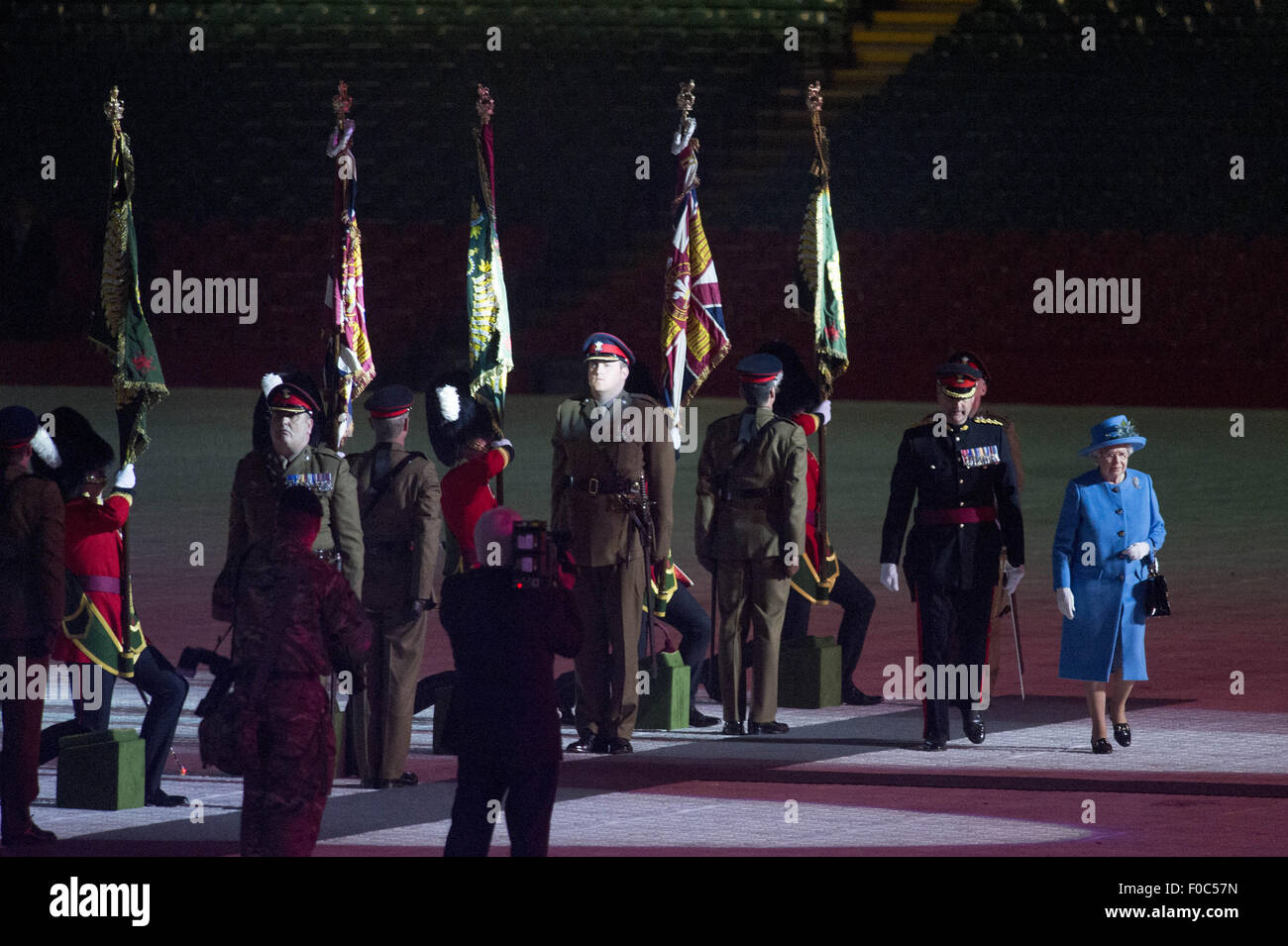 HRH The Queen presents the new colours to the Royal Welsh in the ...