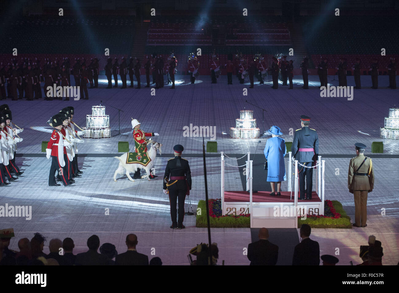 HRH The Queen presents the new colours to the Royal Welsh in the ...