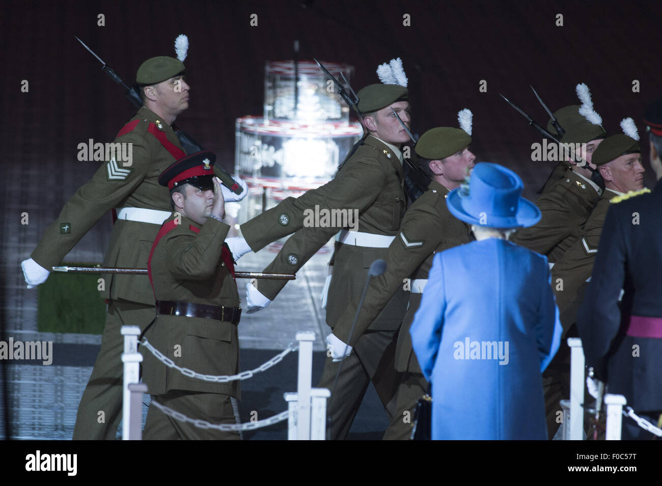 HRH The Queen presents the new colours to the Royal Welsh in the ...