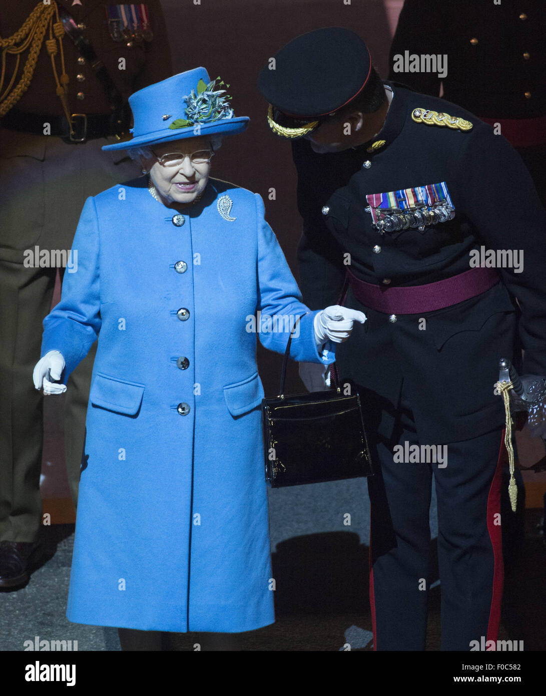 HRH The Queen presents the new colours to the Royal Welsh in the ...