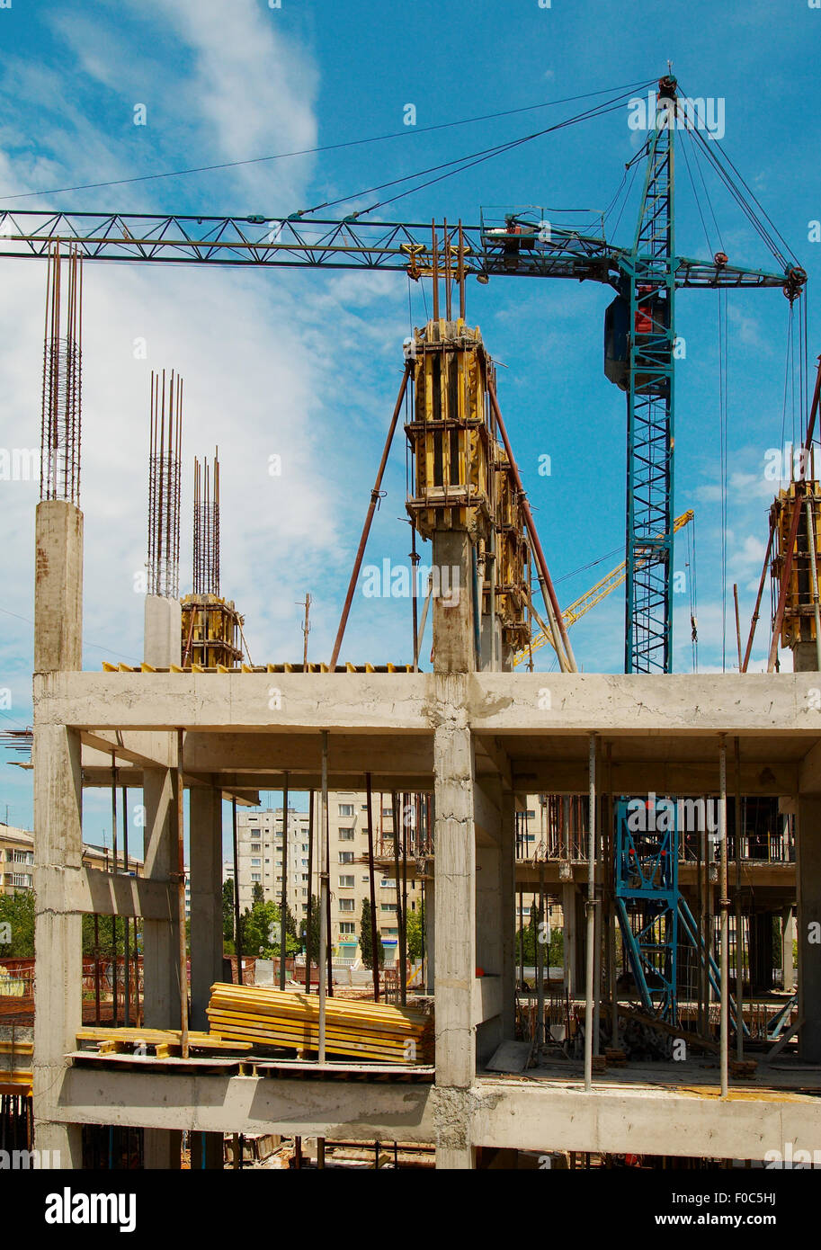 Building crane and the columns Stock Photo - Alamy