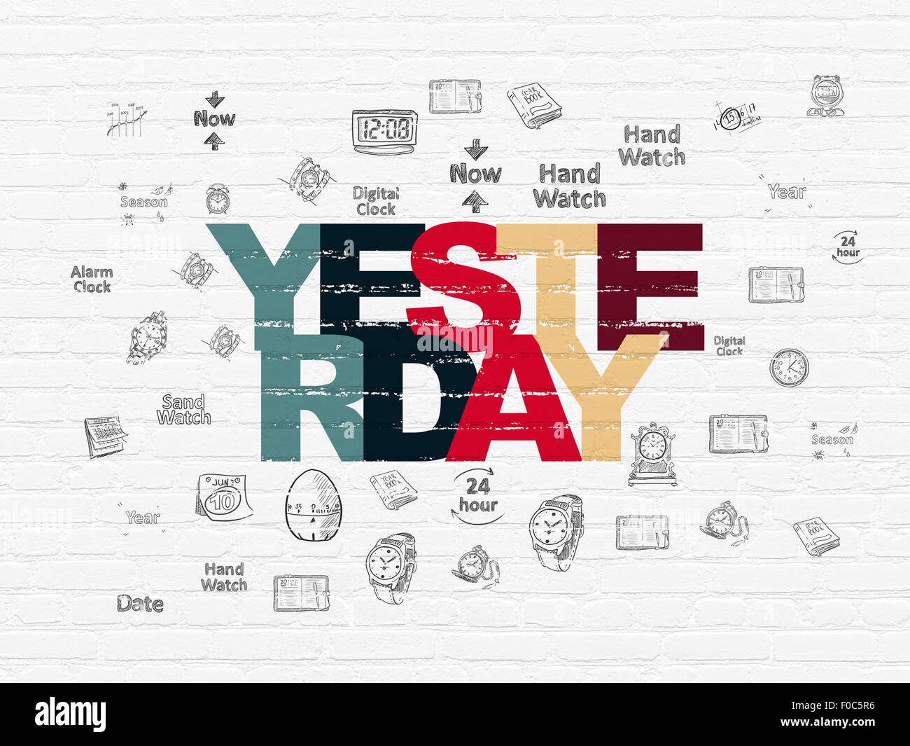 Timeline concept: Yesterday on wall background Stock Photo - Alamy