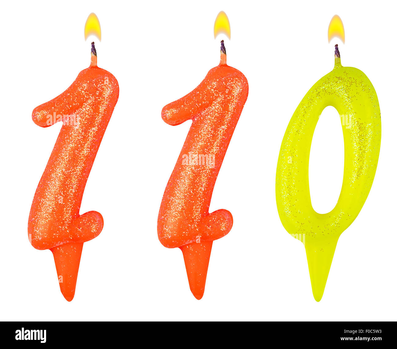 candles number one hundred ten isolated on white background Stock Photo ...