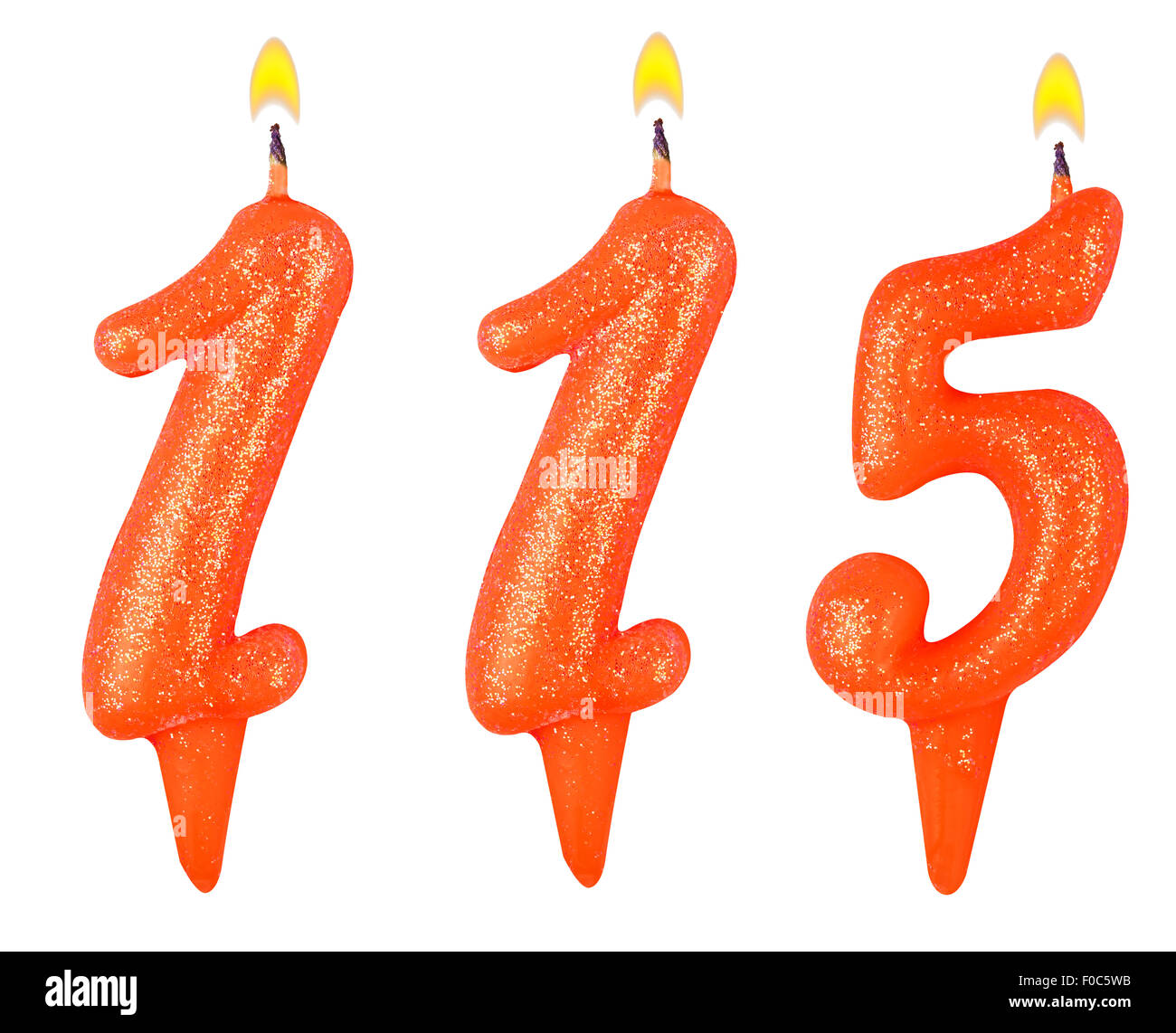 candles number one hundred fifteen isolated on white background Stock ...
