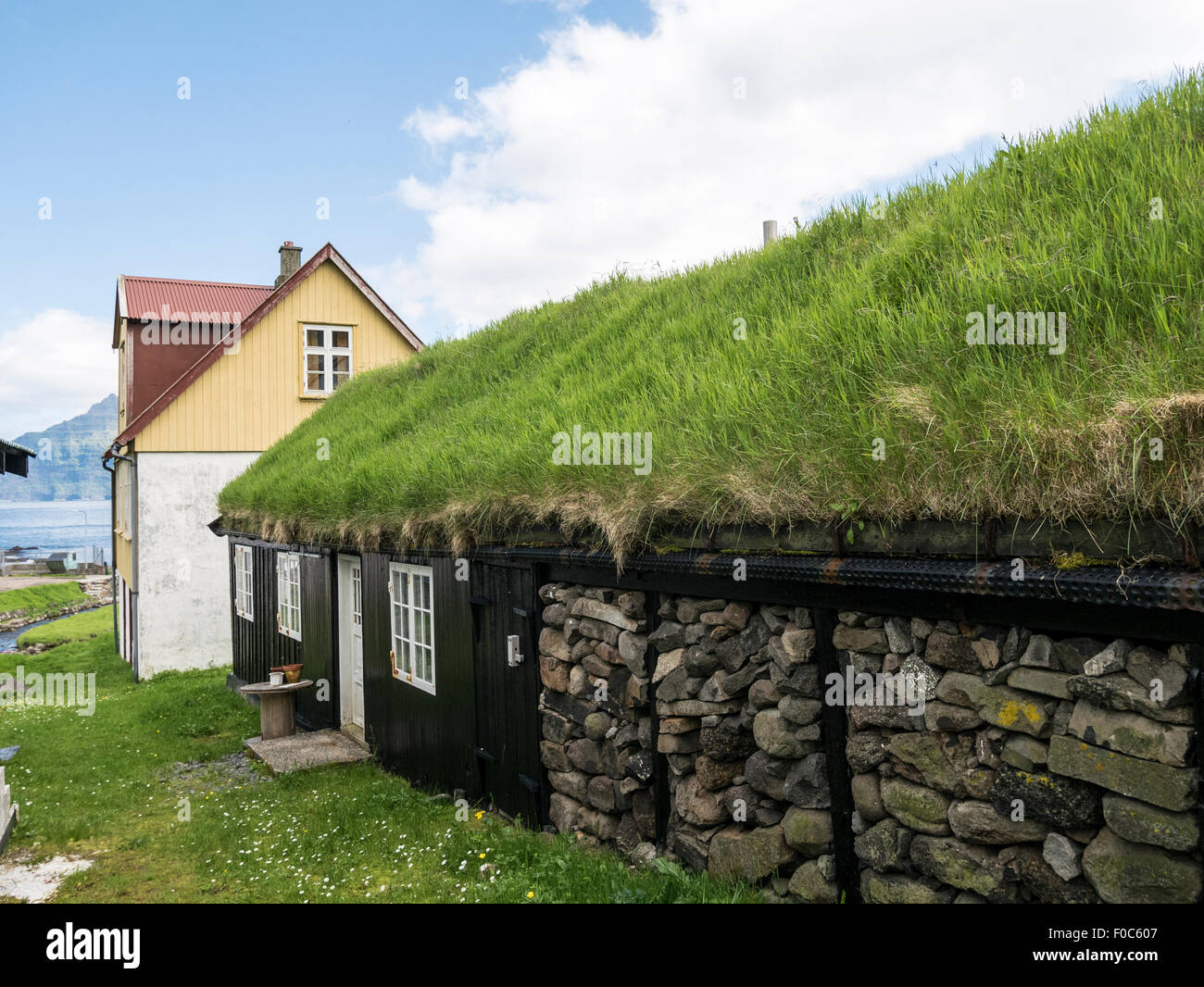 Old Turf Roofed House at Gjogv Village Faroe Islands Stock Photo - Alamy