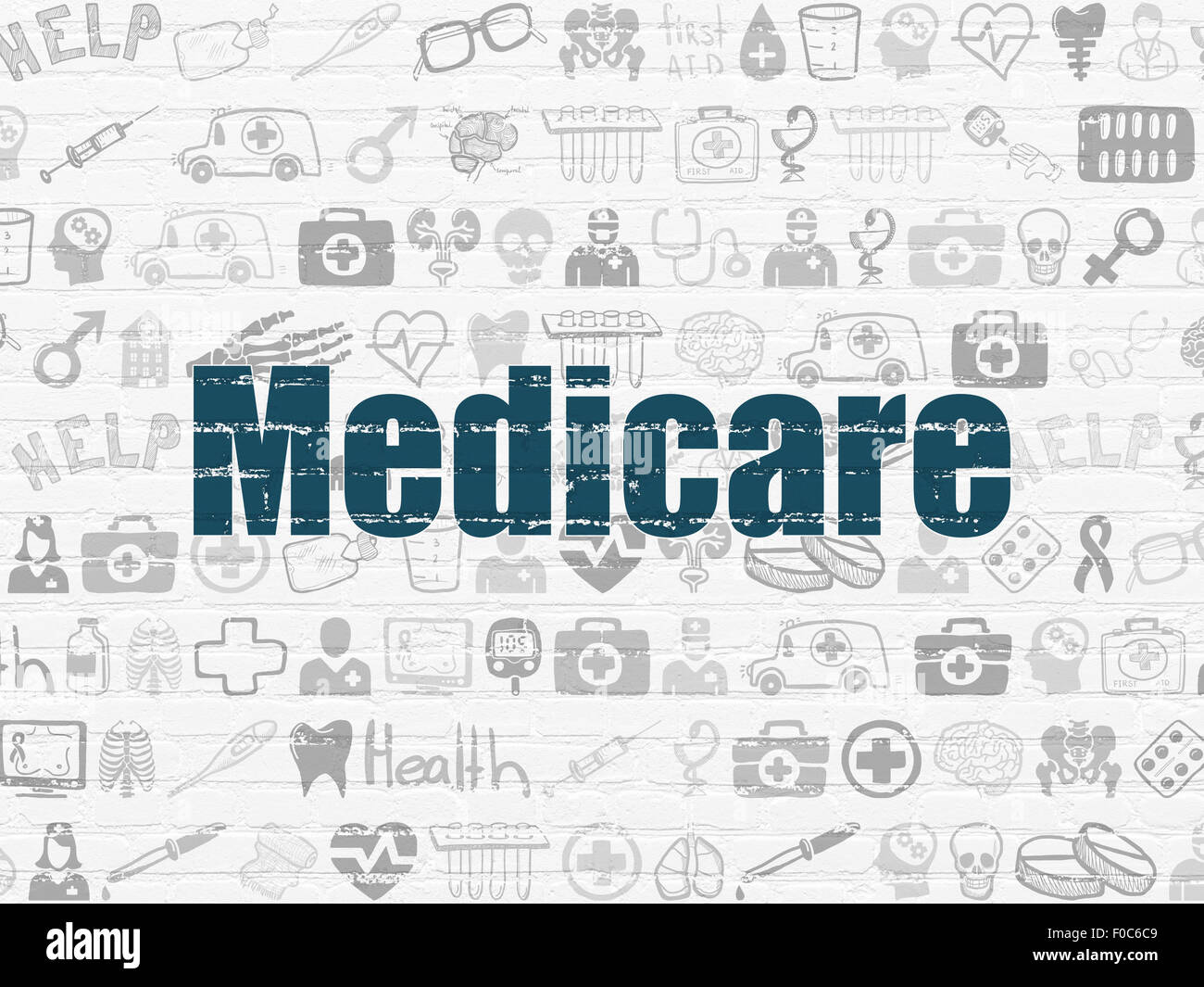 Healthcare concept: Medicare on wall background Stock Photo - Alamy