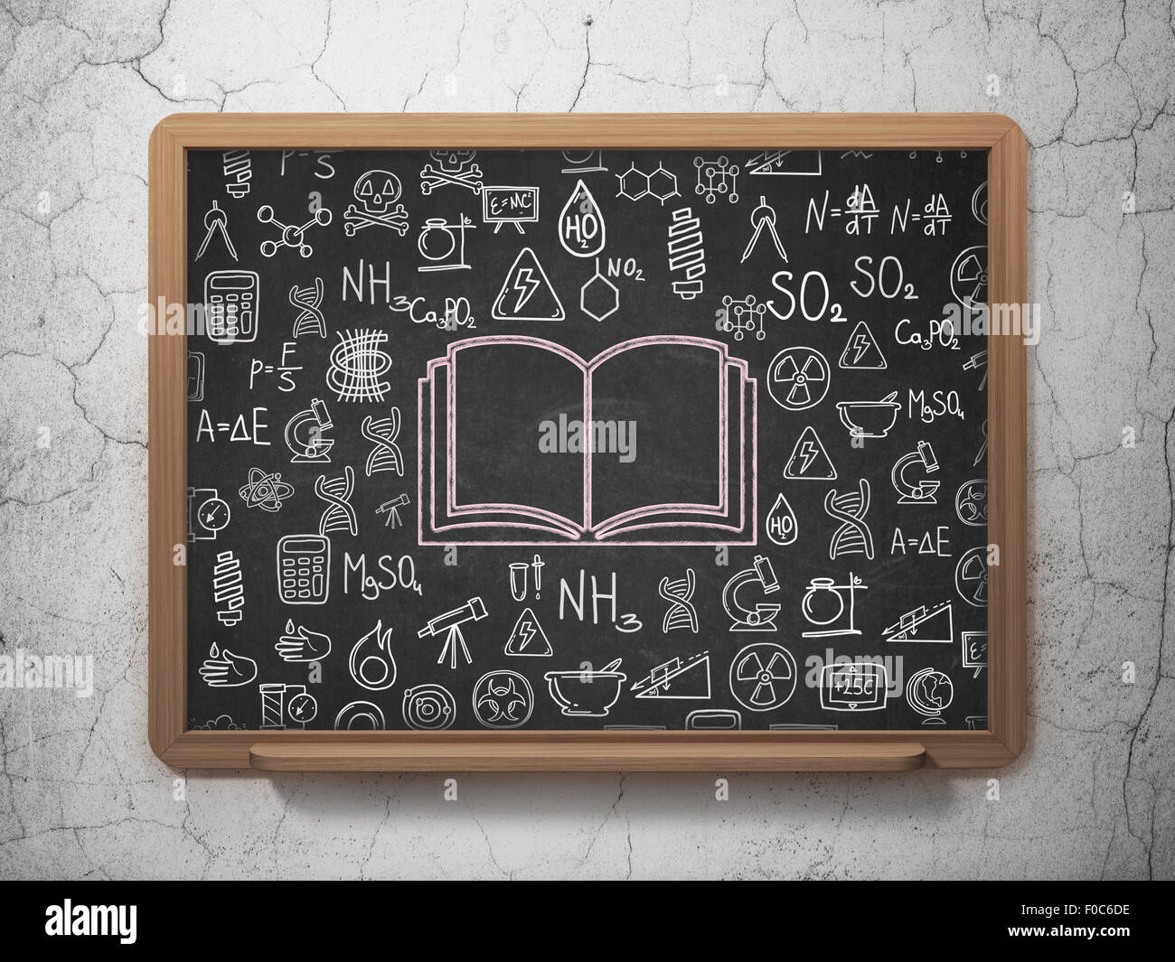 Science concept: Book on School Board background Stock Photo - Alamy