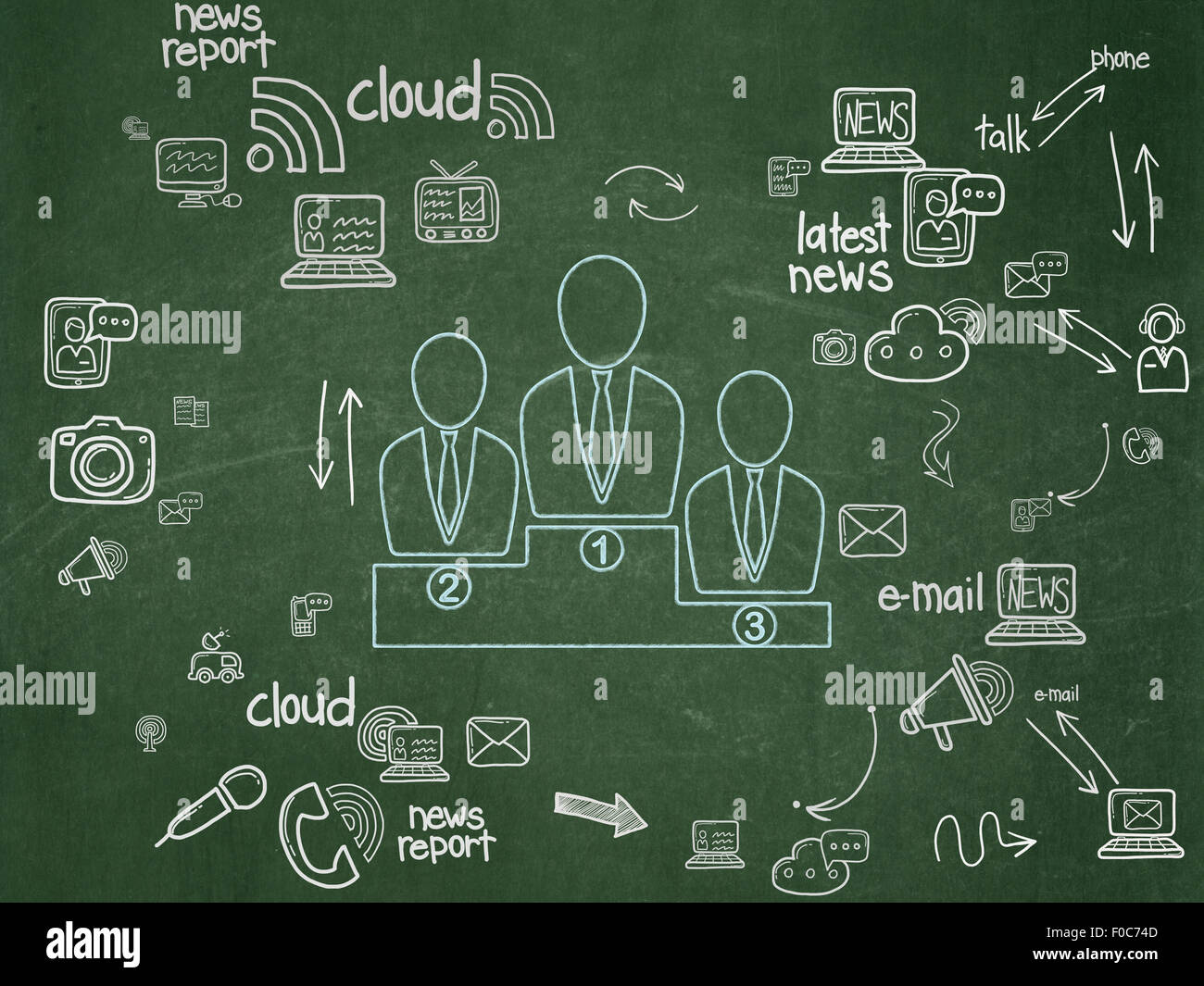 News concept: Business Team on School Board background Stock Photo - Alamy