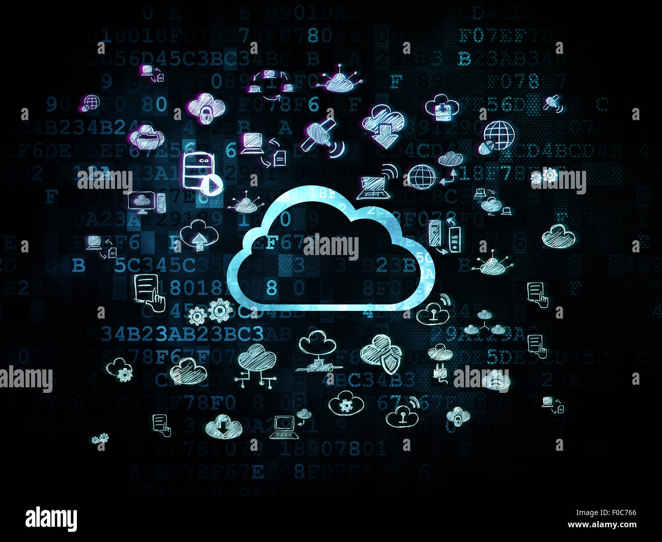 Cloud computing concept: Cloud on Digital background Stock Photo - Alamy