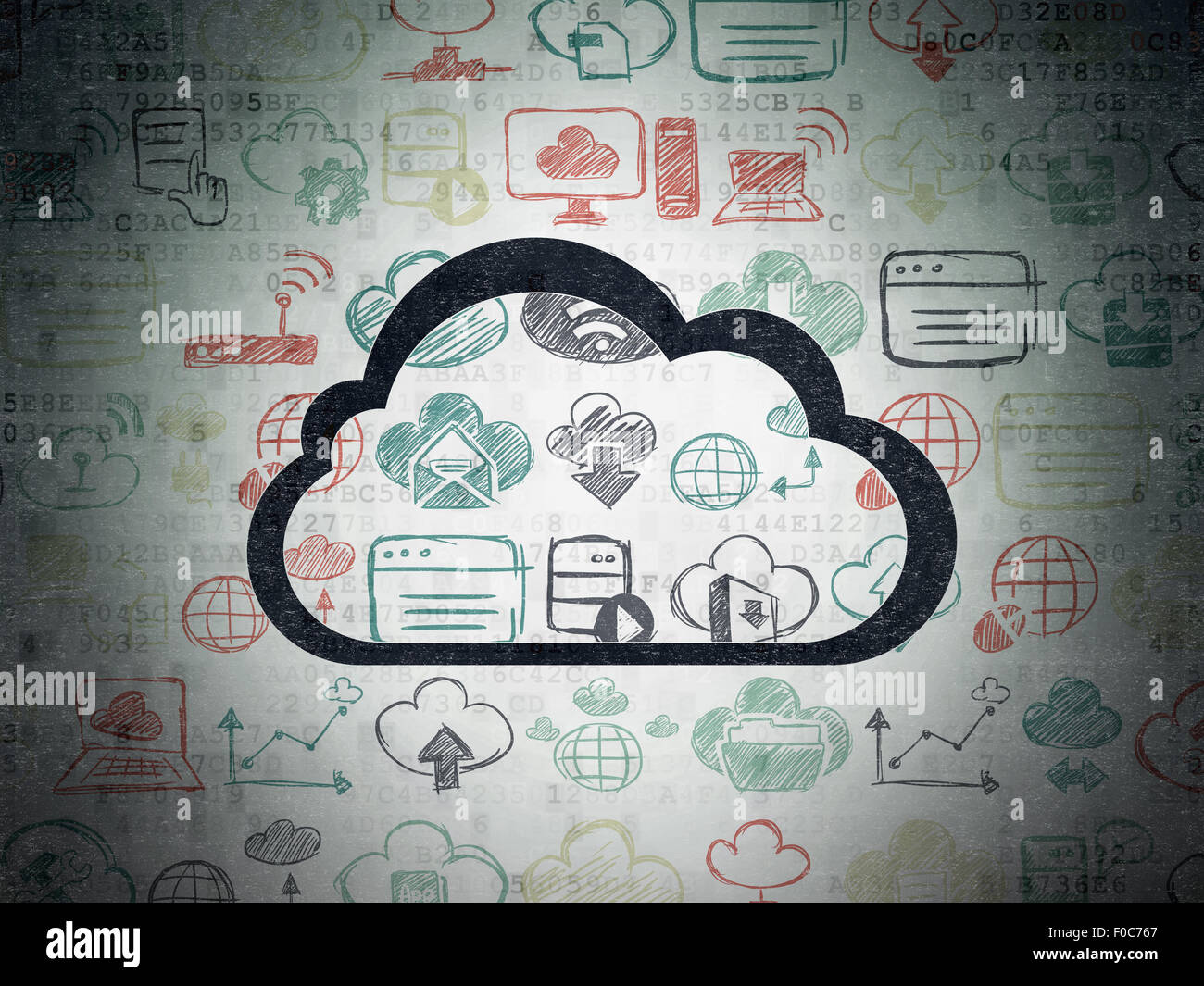Cloud computing concept: Cloud on Digital Paper background Stock Photo ...