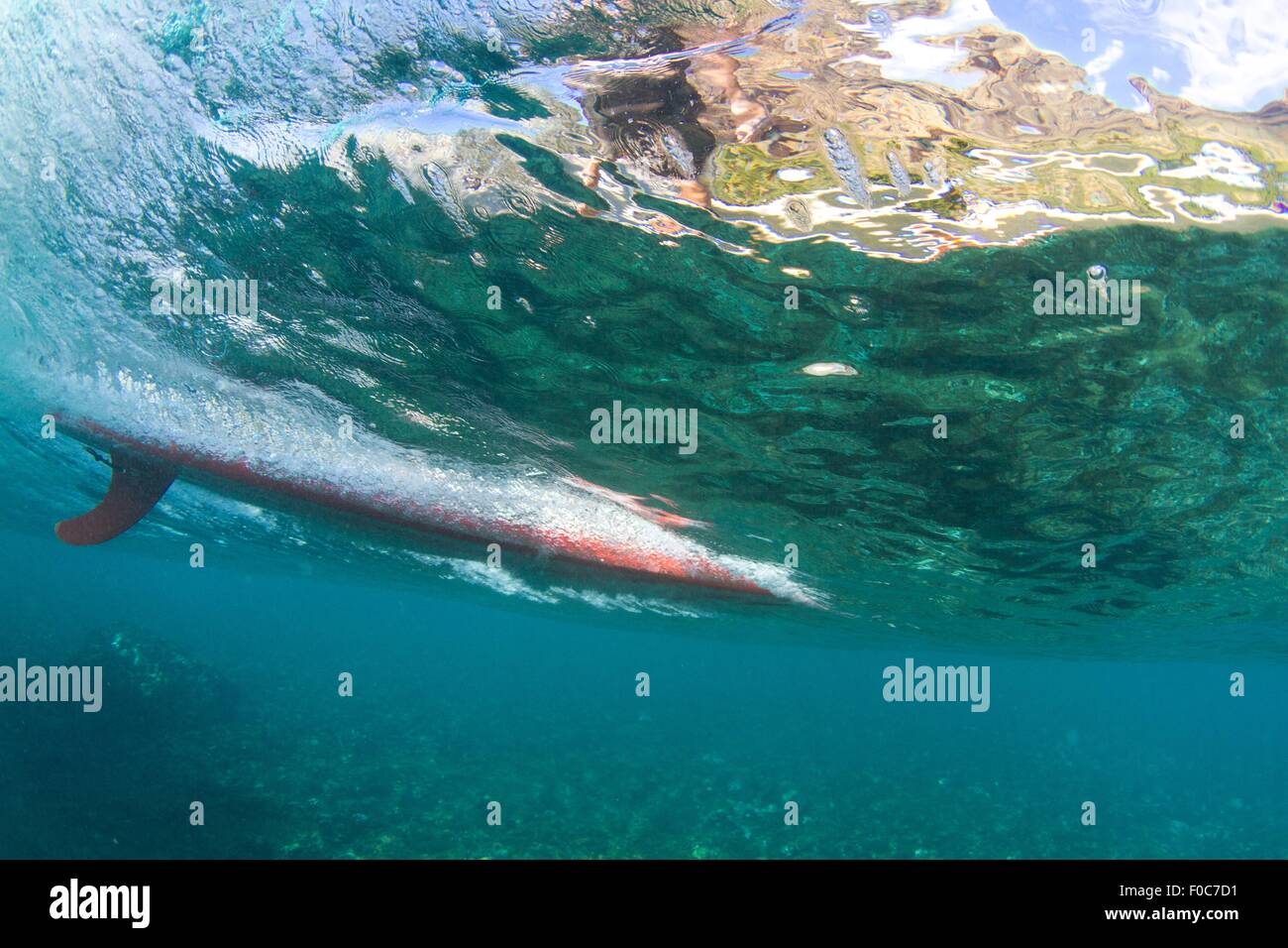 Surfboard, underwater view, Hawaii Stock Photo - Alamy