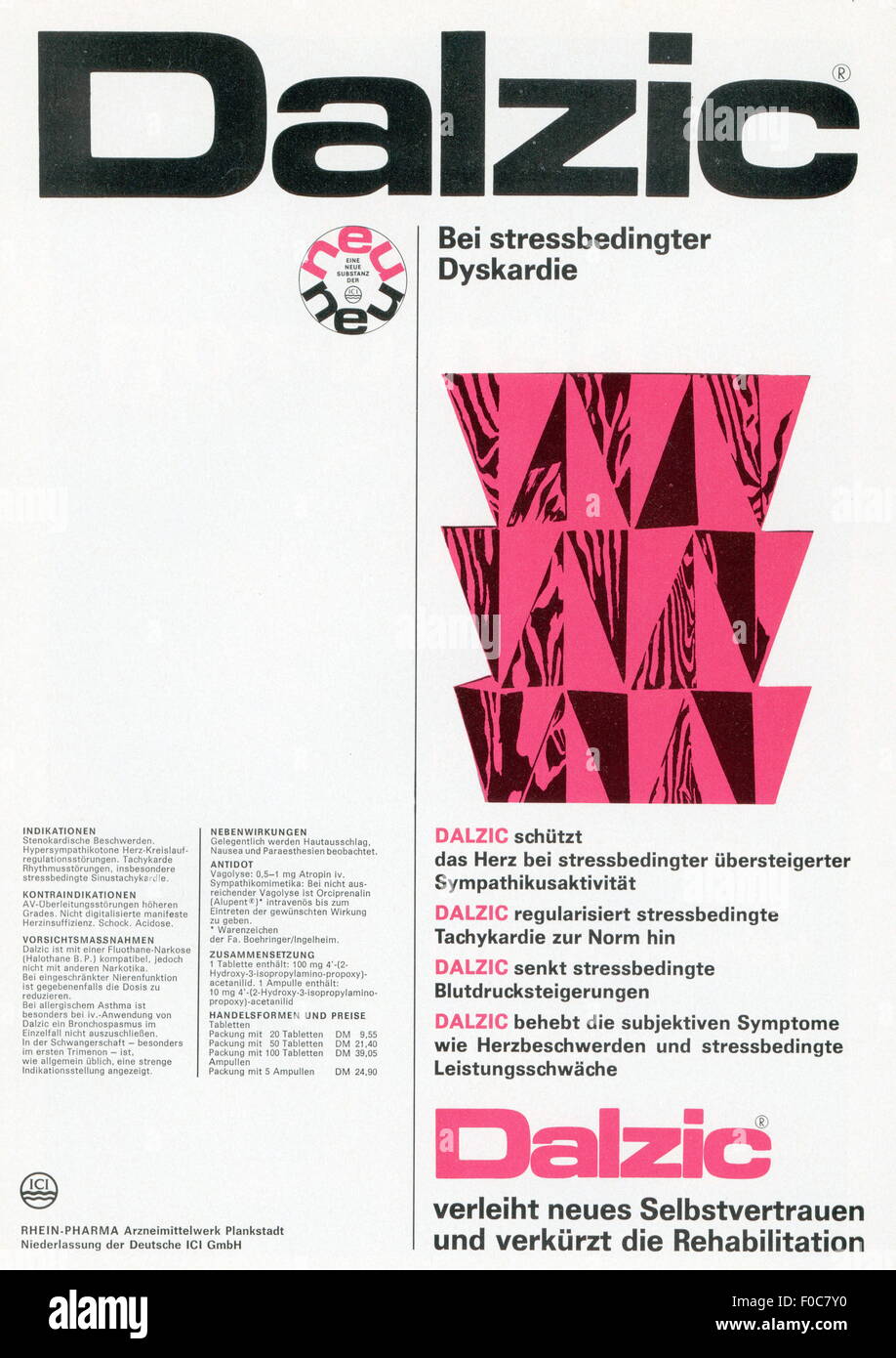 advertising, medicine, drugs, advertisement for "Dalzic" by Rhein ...