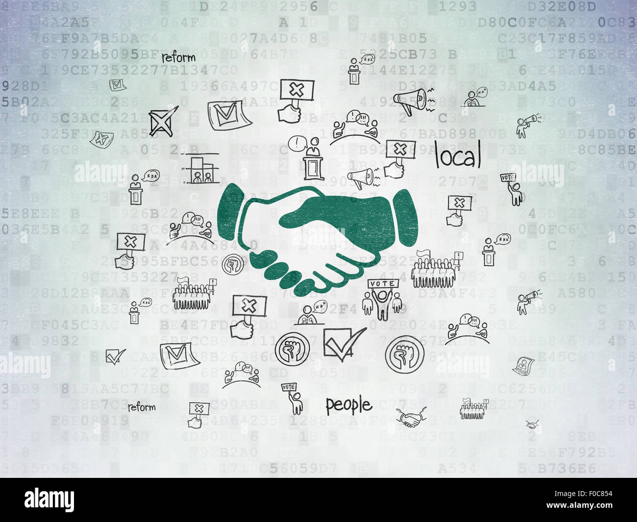 Politics concept: Handshake on Digital Paper background Stock Photo - Alamy