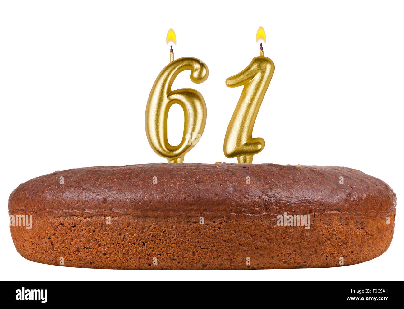 birthday cake with candles number 61 isolated on white background Stock ...
