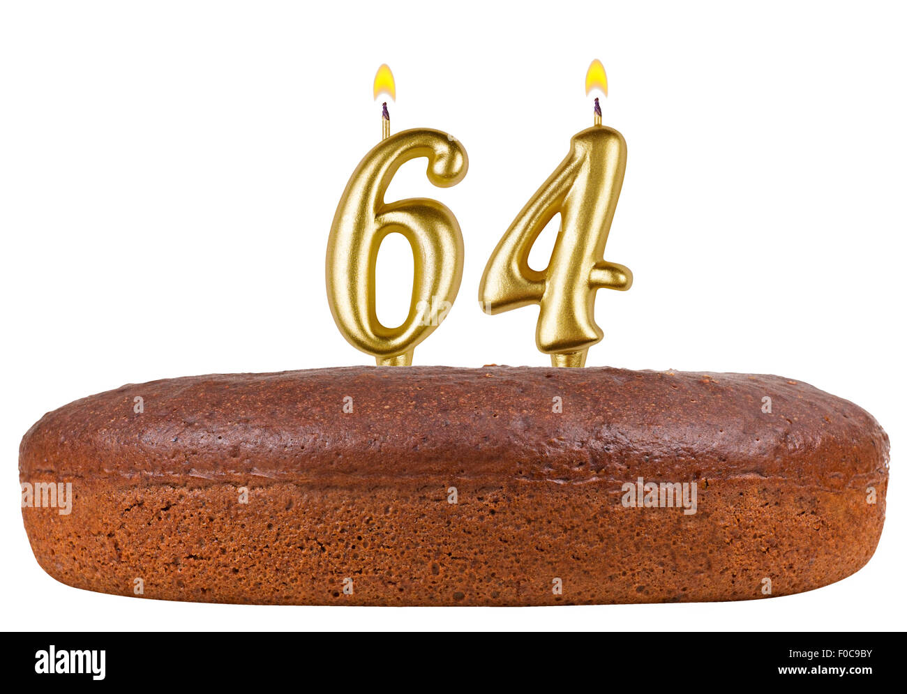 birthday cake with candles number 64 isolated on white background Stock ...