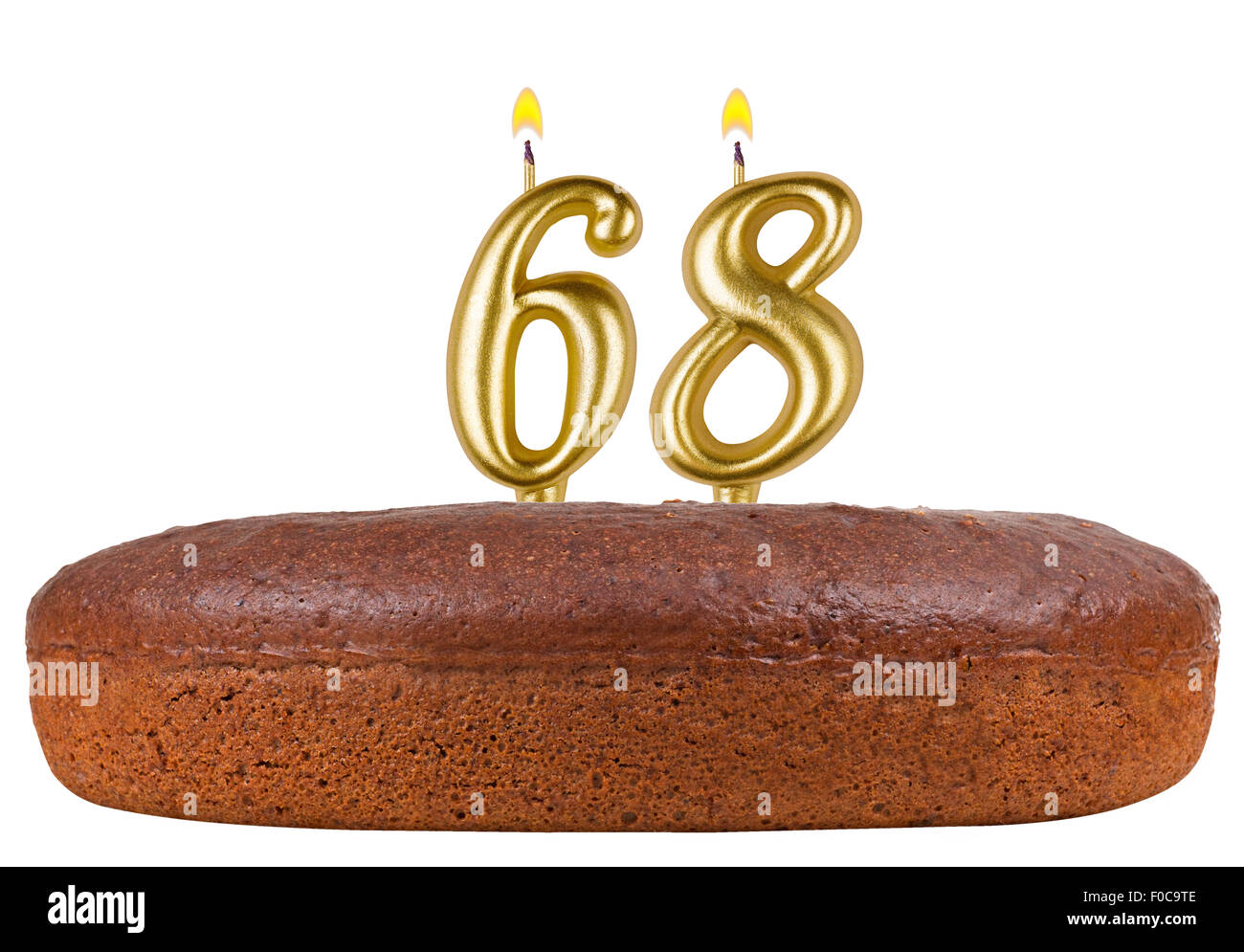 birthday cake with candles number 68 isolated on white background Stock ...