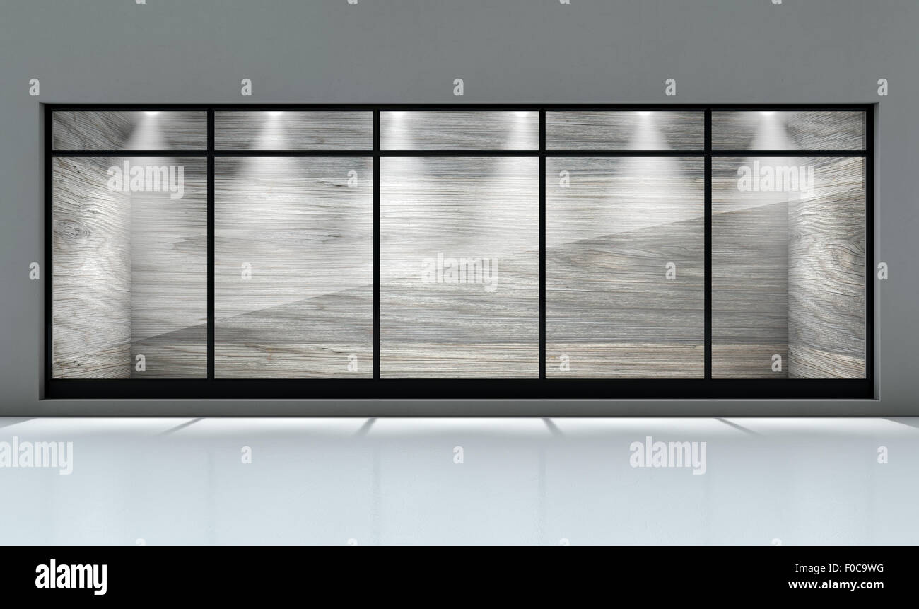 An empty shop front window display in a generic setting Stock Photo - Alamy