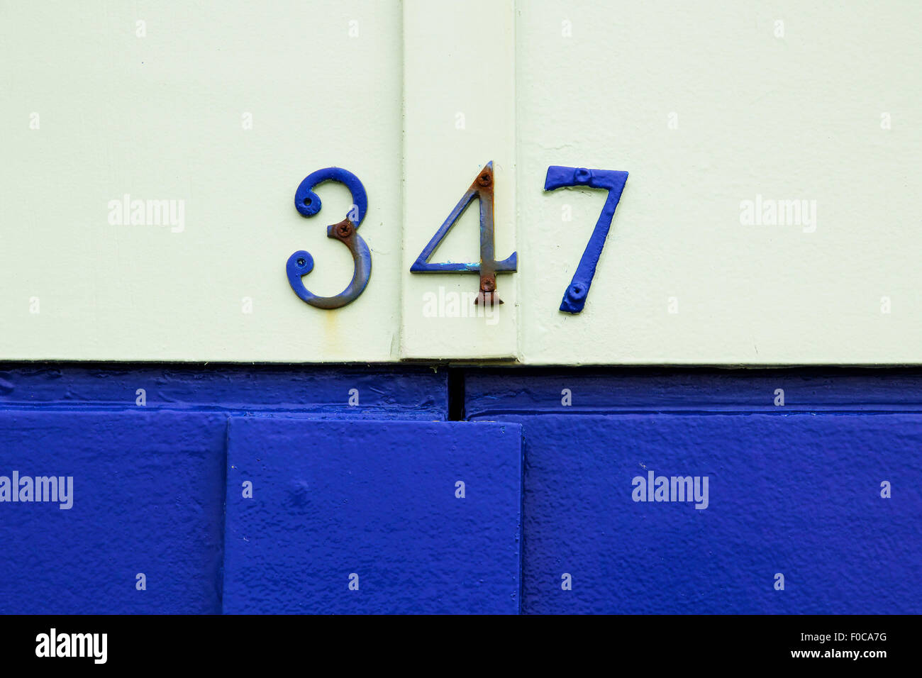 Sign door blue wooden painted handle hi-res stock photography and ...