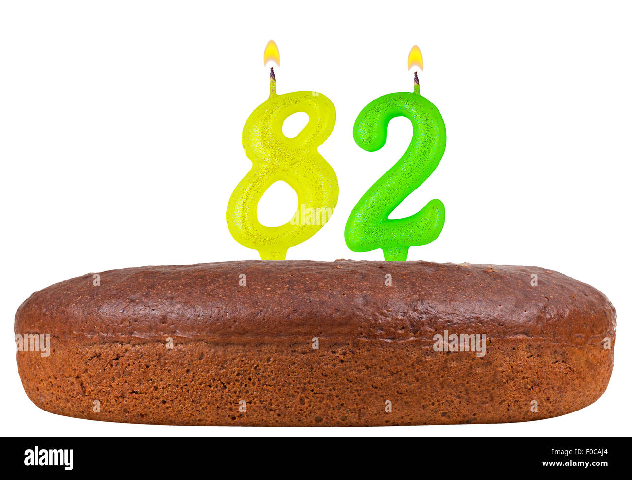 birthday cake with candles number 82 isolated on white background Stock ...