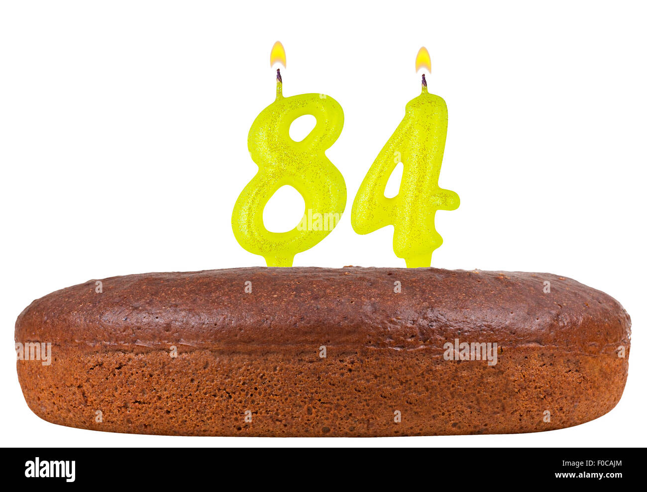 birthday cake with candles number 84 isolated on white background Stock ...