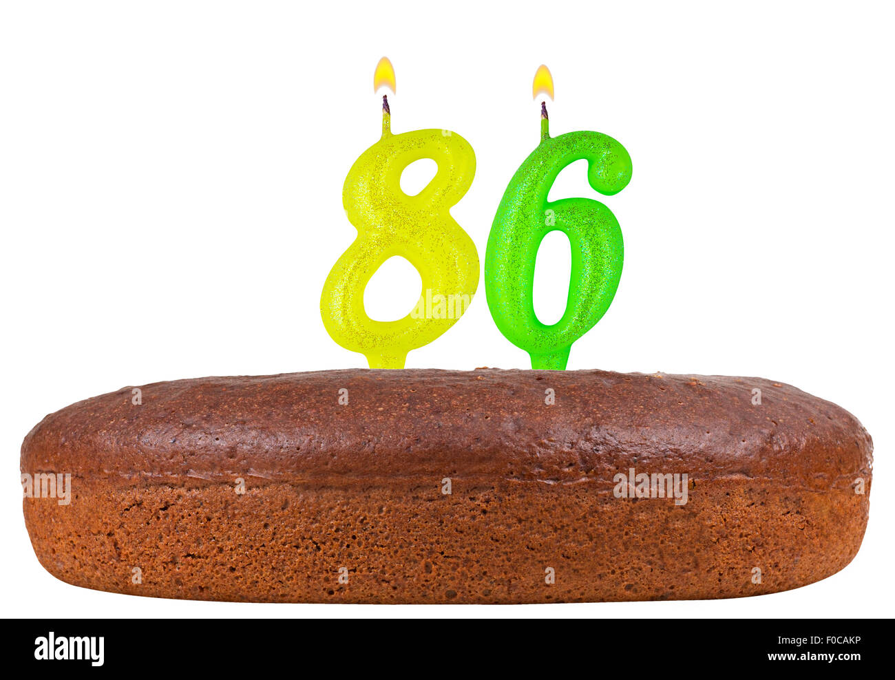 birthday cake with candles number 86 isolated on white background Stock ...