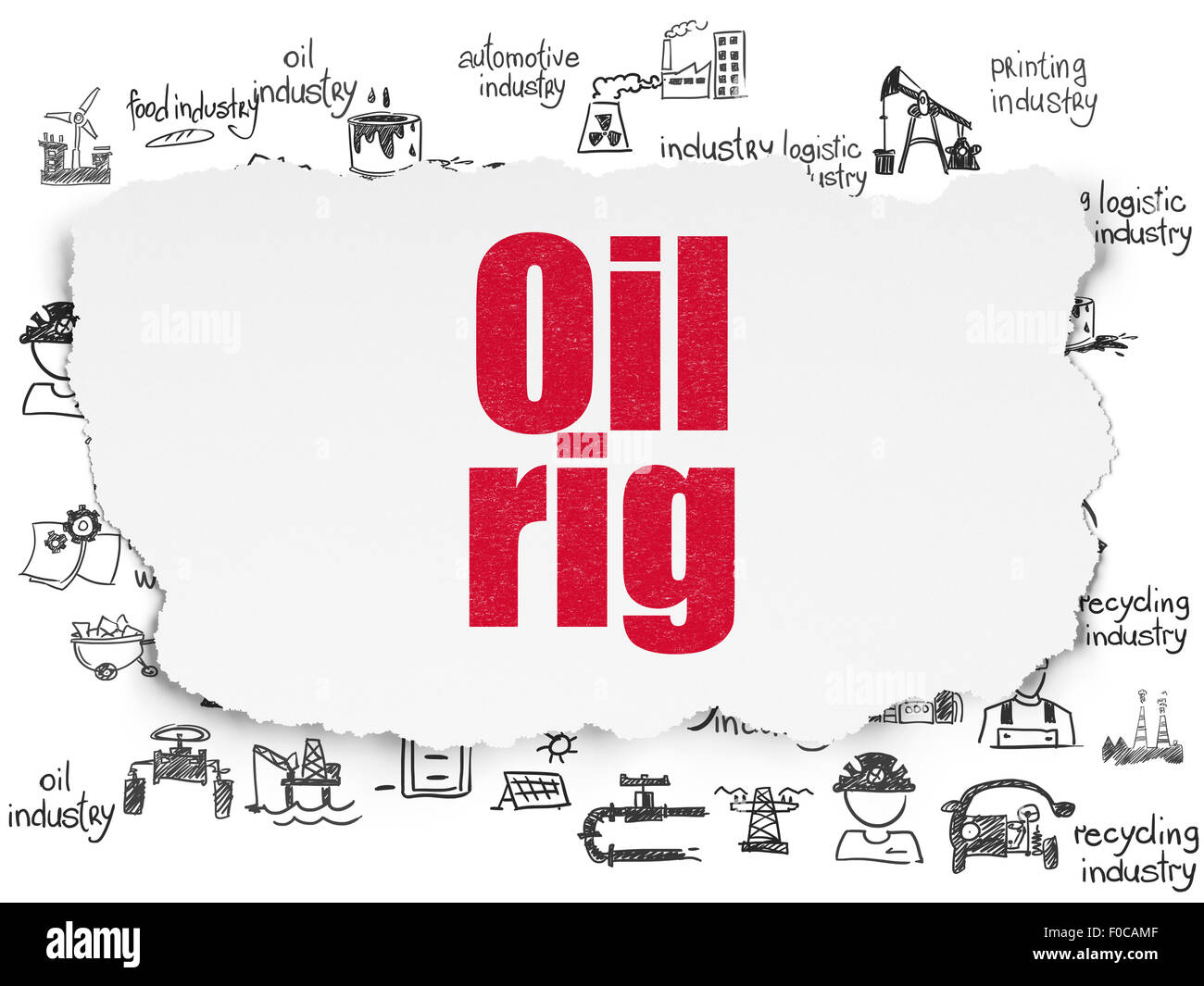 Industry concept: Oil Rig on Torn Paper background Stock Photo - Alamy