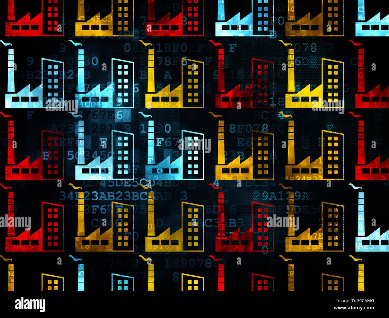 Industry concept: Industry Building icons on Digital background Stock ...