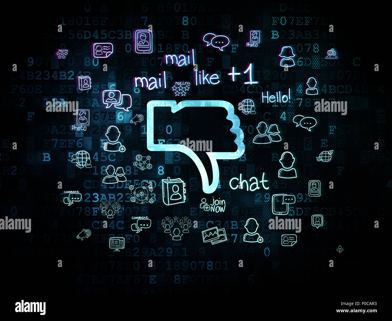 Social network concept: Thumb Down on Digital background Stock Photo ...