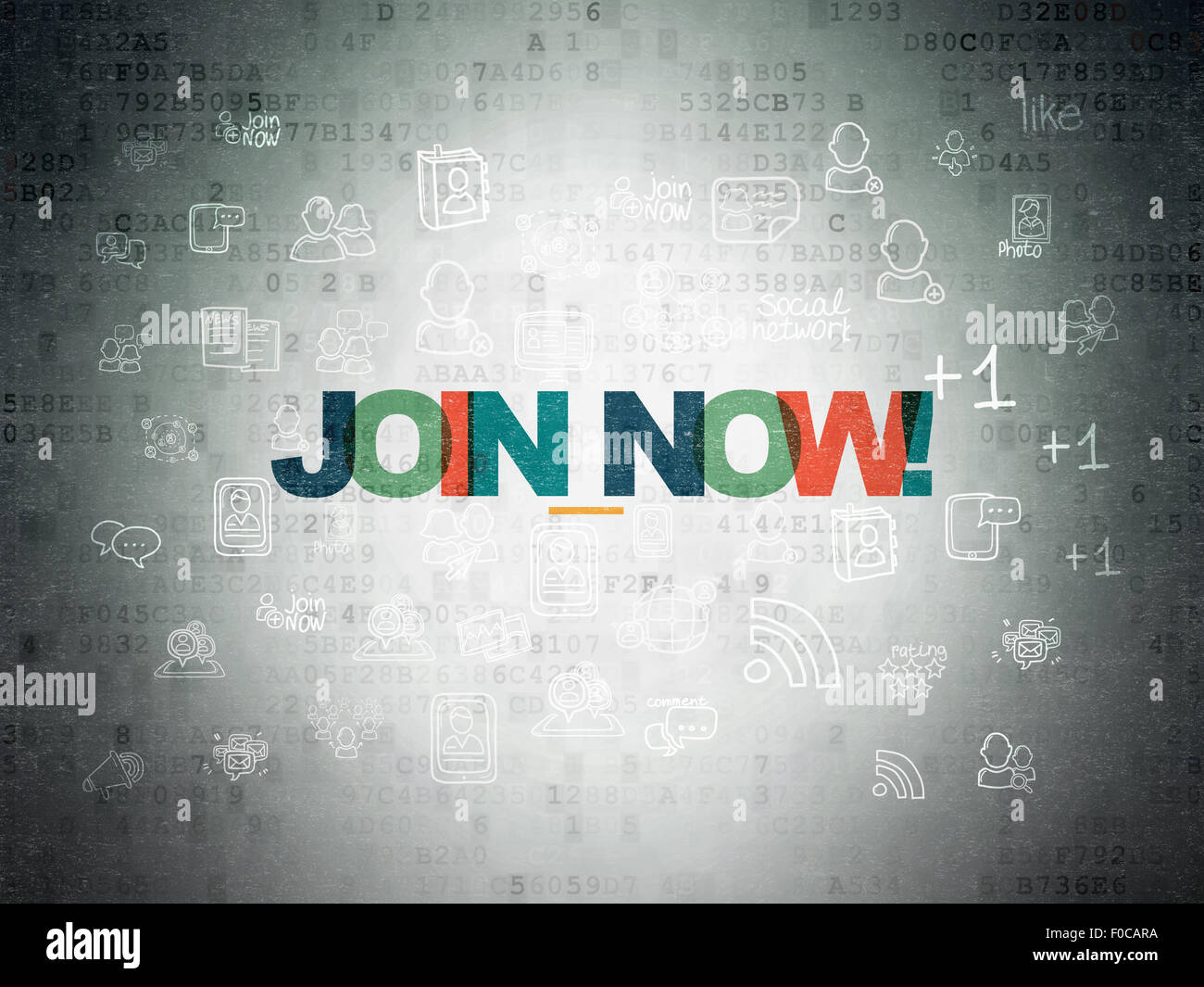 Social media concept: Join now on Digital Paper background Stock Photo ...