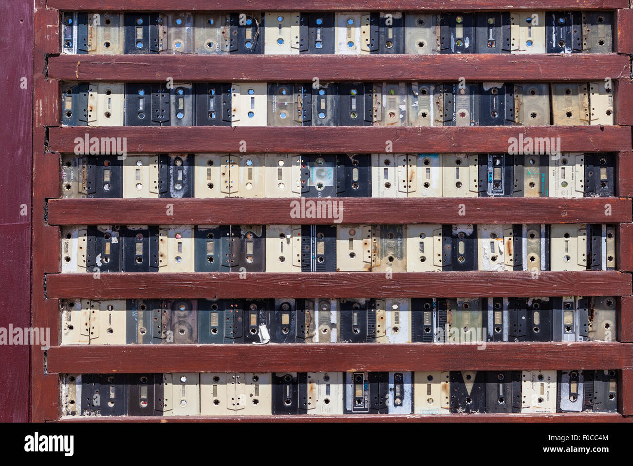 Wall made of old cassette tapes Stock Photo - Alamy